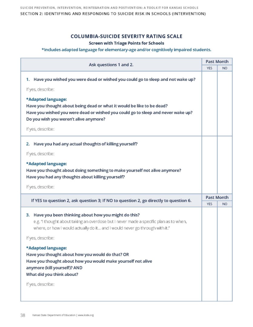 Kinsley-Offerle USD 347 Public Schools - Suicide Student Screening Protocol